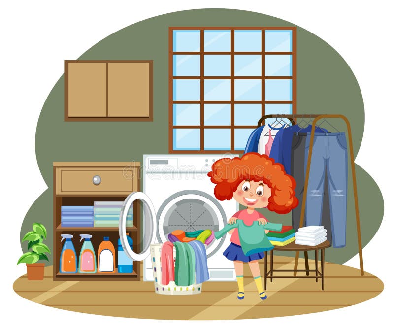 Kids Doing Laundry Cartoon Stock Illustrations – 109 Kids Doing Laundry ...