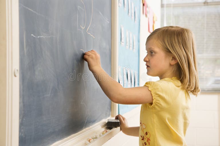 Girl Doing Math on Blackboard Stock Image - Image of copy, away: 12529189