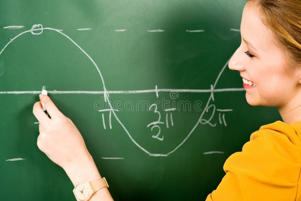 Girl Doing Math on Chalkboard Stock Photo - Image of college, caucasian ...