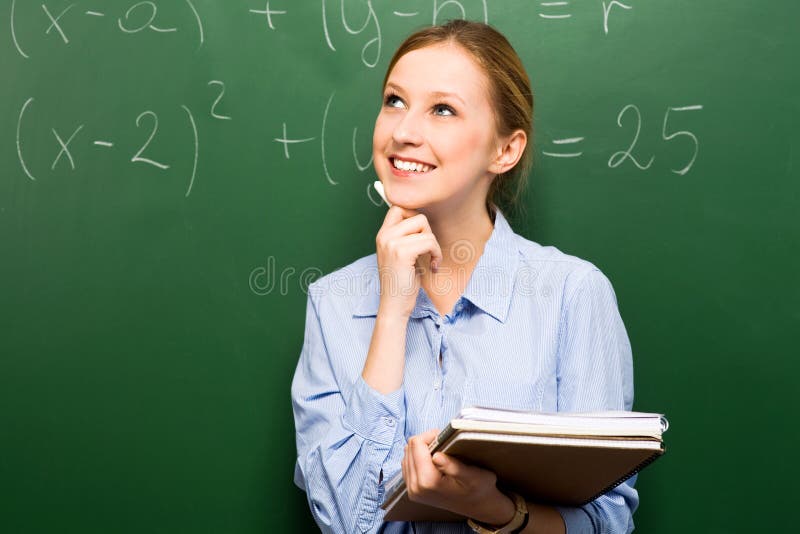 Girl Doing Math on Chalkboard Stock Photo - Image of girls, math: 21880916