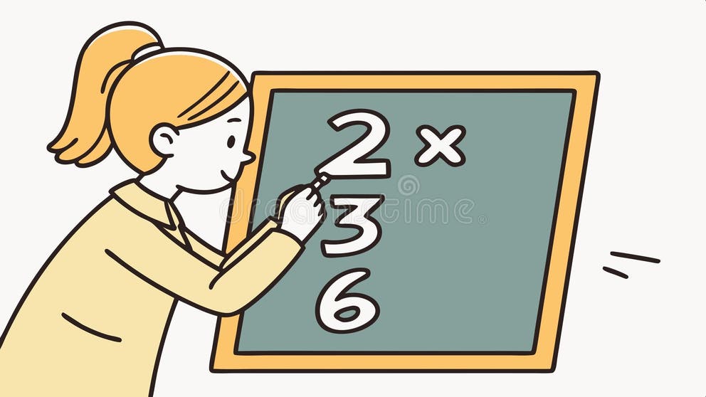 Girl Doing Math Problem on Blackboard Vector Design Generative AI Stock ...