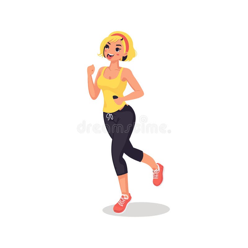 Girl Doing Running Exercise Vector Illustration Stock Illustration ...