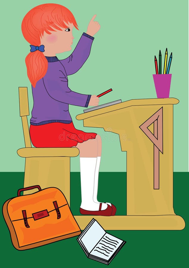 Girl doing school work stock vector. Illustration of homework - 4488195