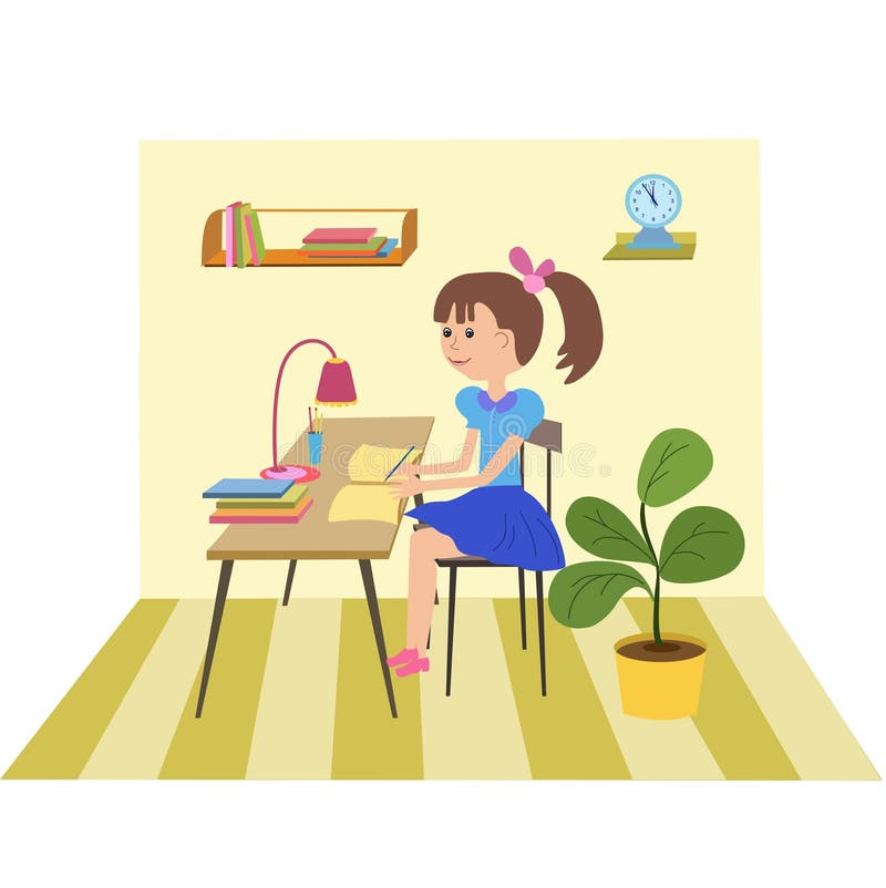 Girl Doing Homework Clipart