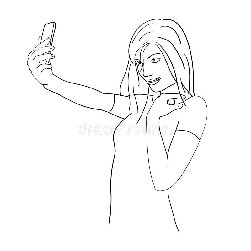 Girl Doing A Selfie Vector Illustration Stock Vector Illustration Of