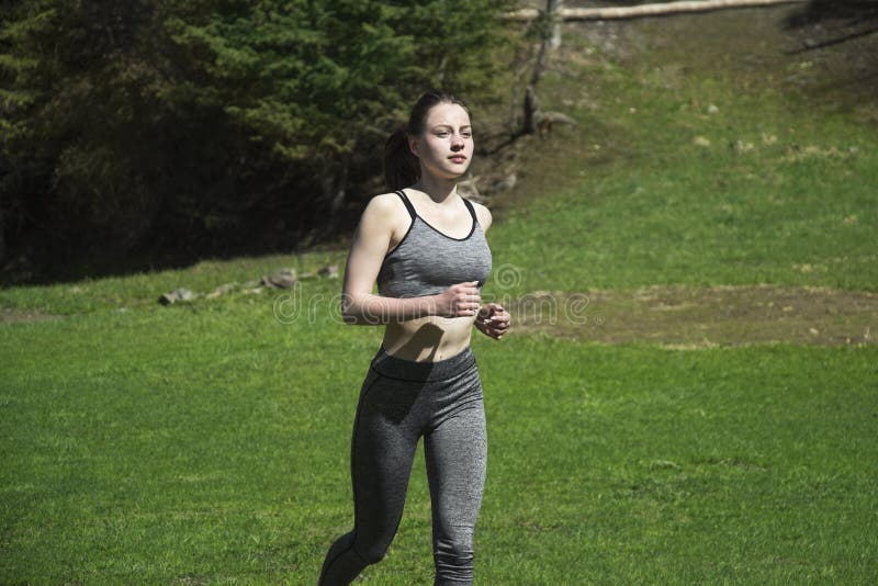 A Girl Doing Sports in the Mountains Stock Photo - Image of exercise ...