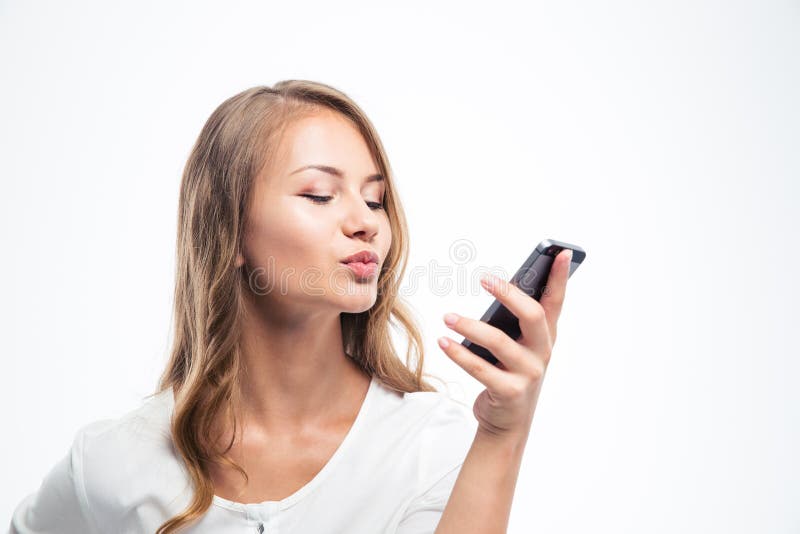Girl Doing Video Call With Smartphone Stock Image - Image of cellphone ...