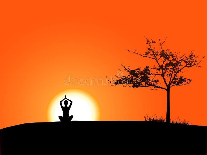 Yoga at Sunset stock illustration. Illustration of active - 1981926