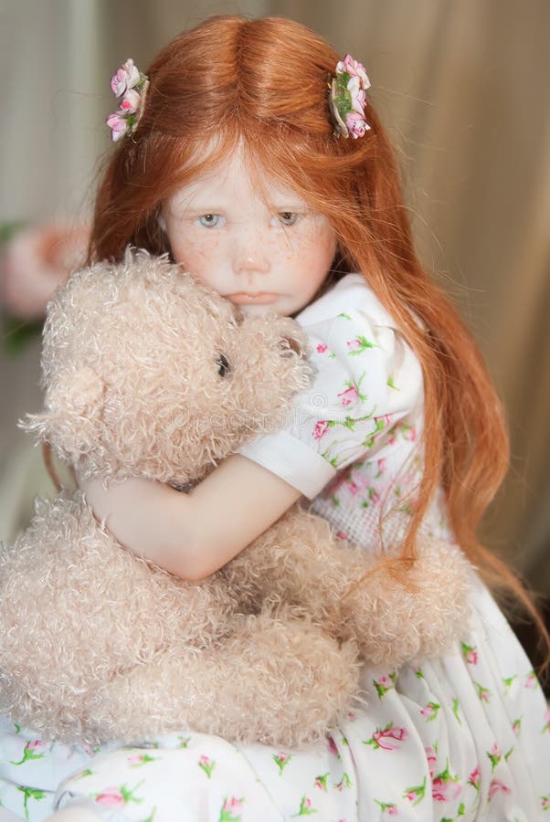 Girl doll with teddy bear stock image. Image of child - 19602691
