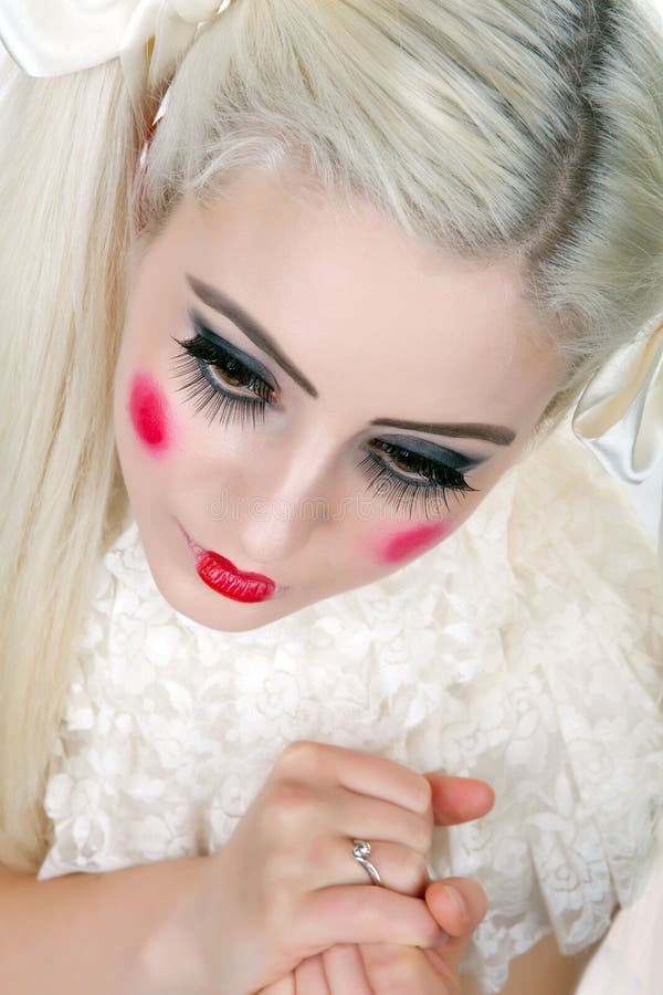 Girl with dolly makeup stock photo. Image of blonde, beautiful - 29732884