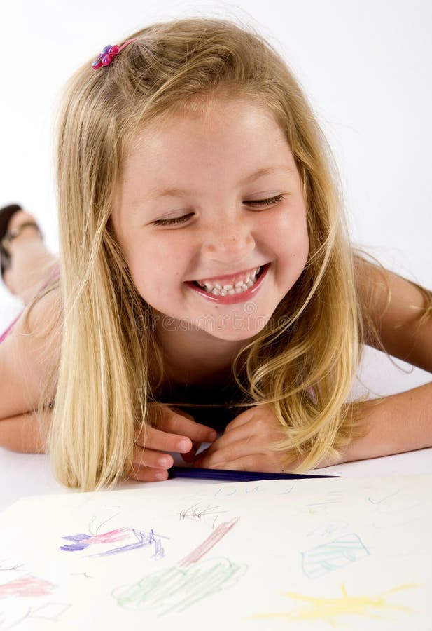 Girl drawing stock image. Image of cheerful, little, drawing - 10232719