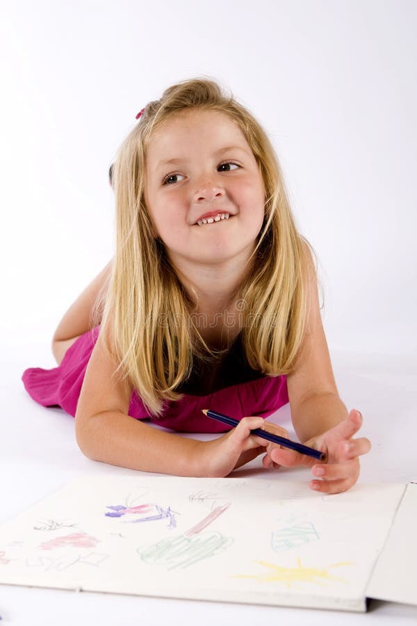 Girl drawing stock image. Image of planning, blond, girl - 10493207