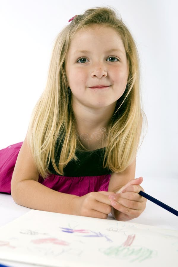 Girl drawing stock photo. Image of coloring, blonde, enjoy - 10571136