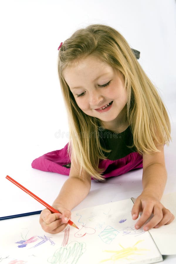 Girl drawing stock photo. Image of girl, playful, isolated - 10657058