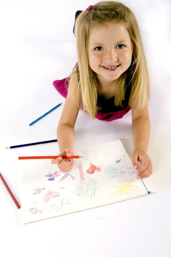 Girl drawing stock image. Image of playful, child, happiness - 10733353