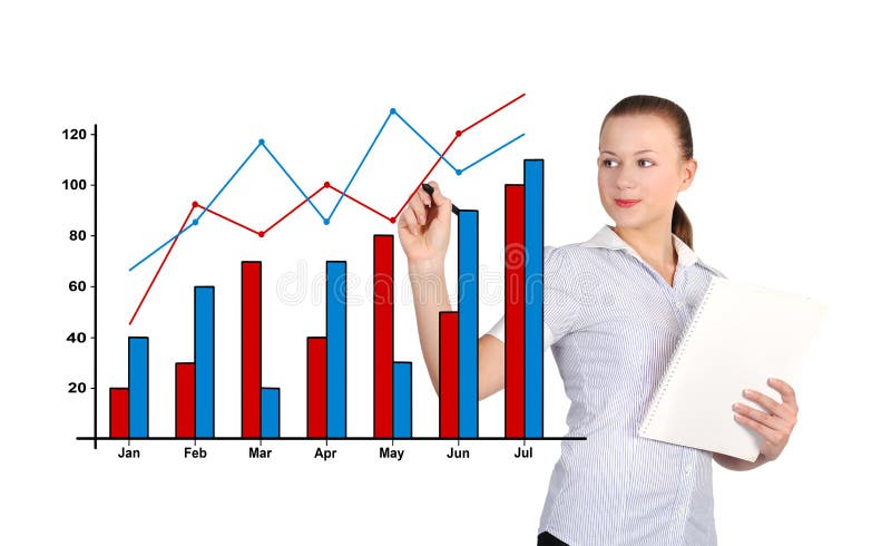 Student Girl Drawing Graph on a Blackboard Stock Image - Image of class ...