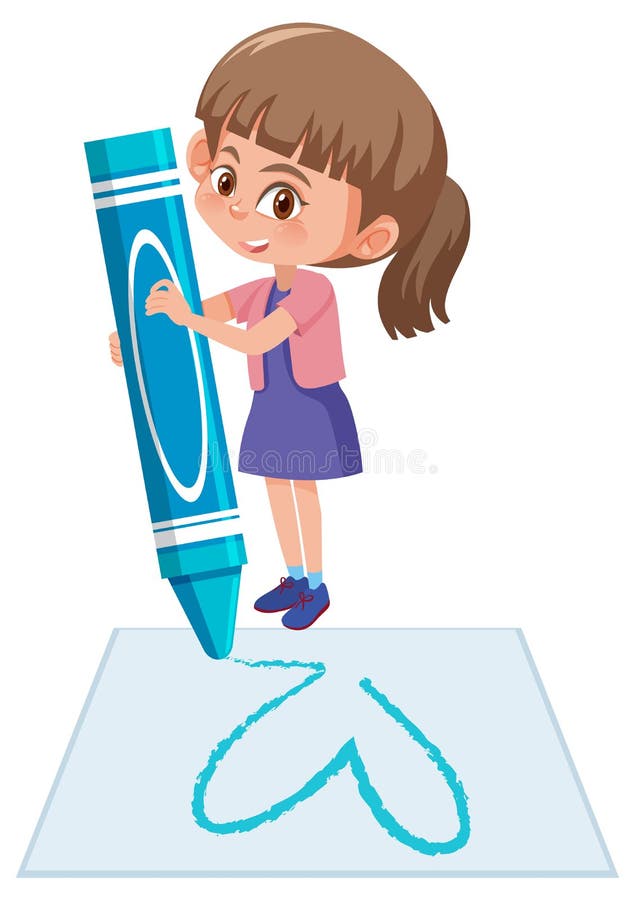 A Girl Drawing on a Paper on White Background Stock Vector ...