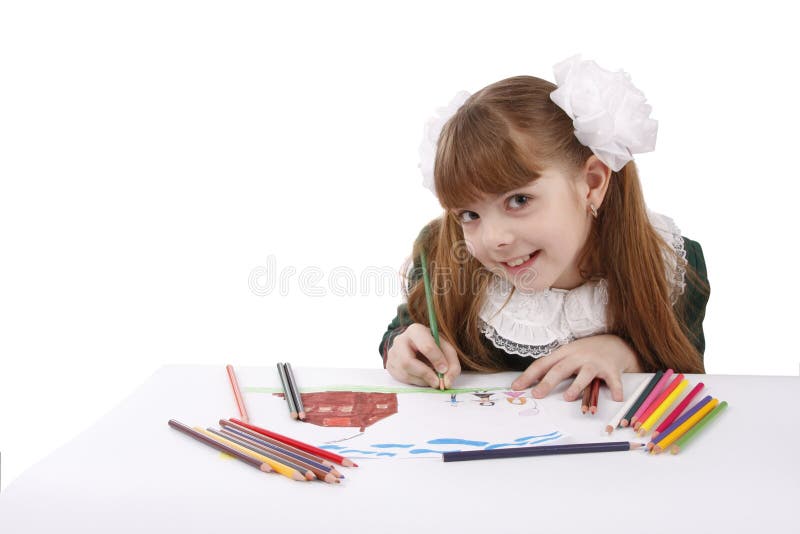 Girl Is Drawing In Pencil. Picture Image: 9304657