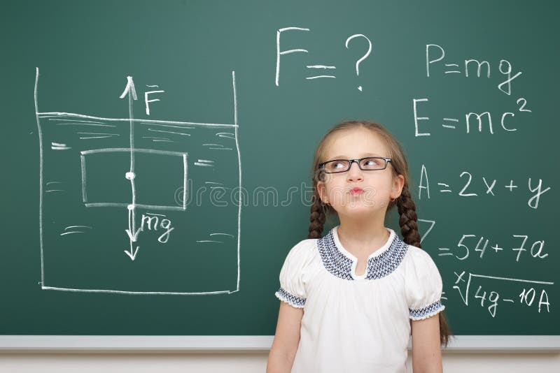 Girl Drawing Physical Phenomenon Gravity on Board Stock Image - Image ...