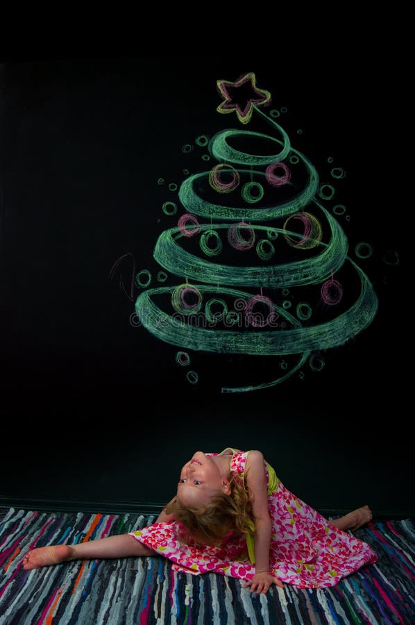 The Girl and the Drawn Tree Stock Photo - Image of black, tree: 71770308