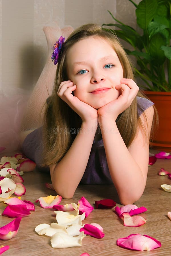The girl dreams stock image. Image of smile, rose, head - 25632253