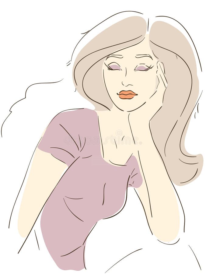 Girl in dreams stock vector. Illustration of closed, orange - 25792430