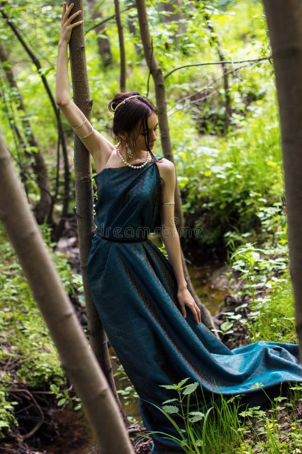 The Girl In The Dress In The Forest Near The Stream Stock Image Image Of Beautiful Beauty