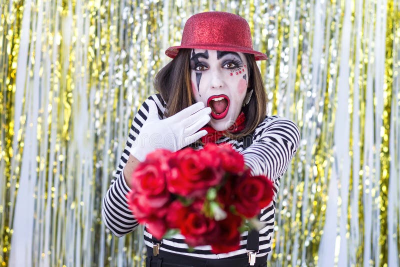 Girl dressed as mime stock image. Image of carnival - 140378737