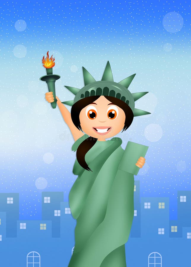 Girl Dressed As the Statue of Liberty Stock Illustration - Illustration ...