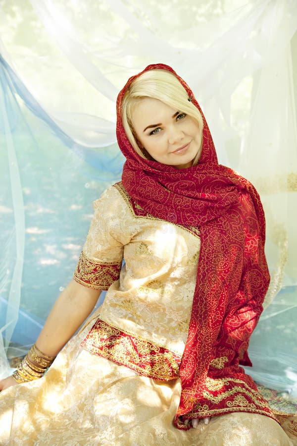 A Girl Dressed in an Easterly Stock Image - Image of portrait, bracelet ...
