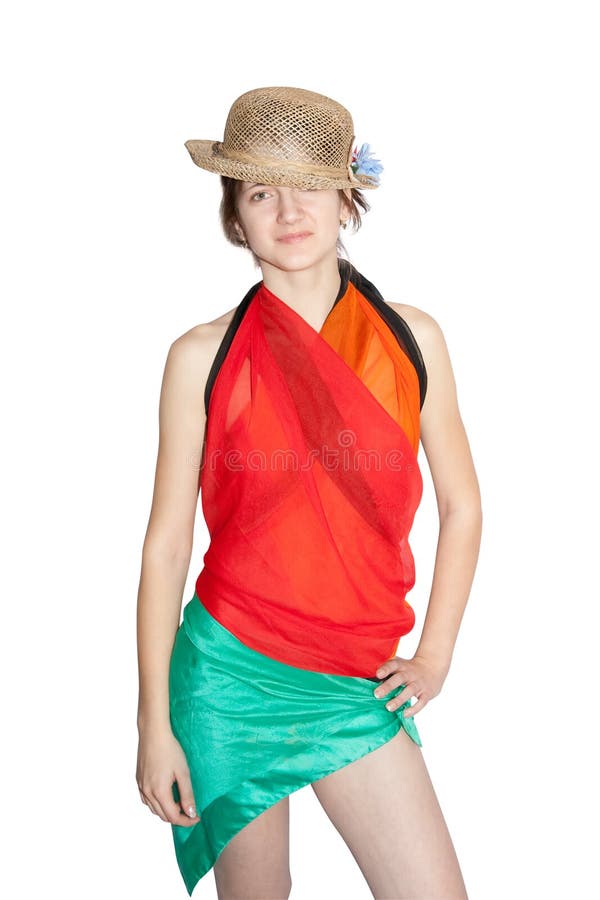 Girl dressed in pareo stock photo. Image of young, shawl - 10778280