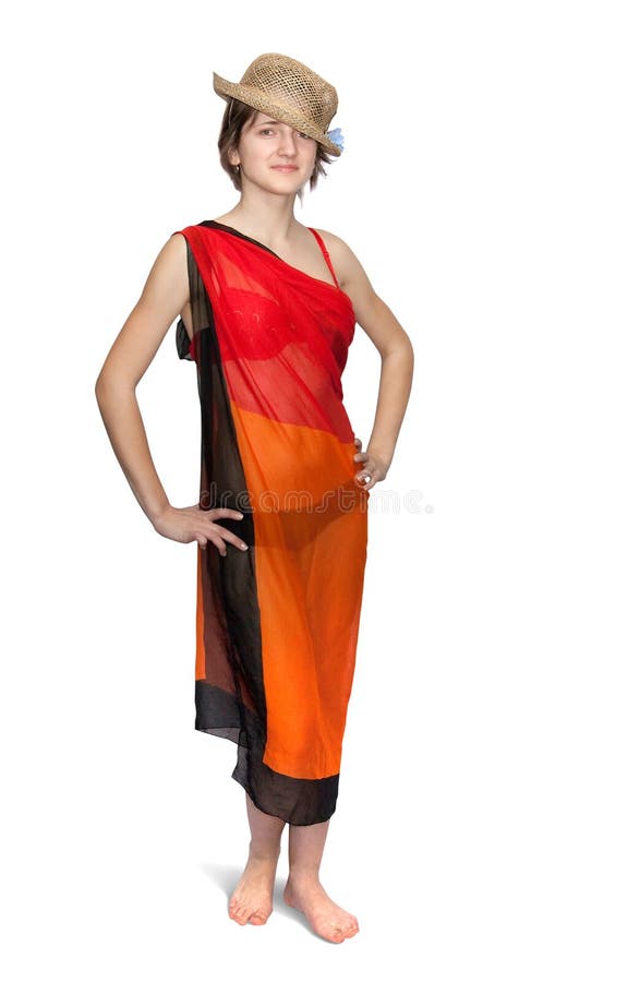 Girl dressed in pareo stock image. Image of sudarium - 10778513