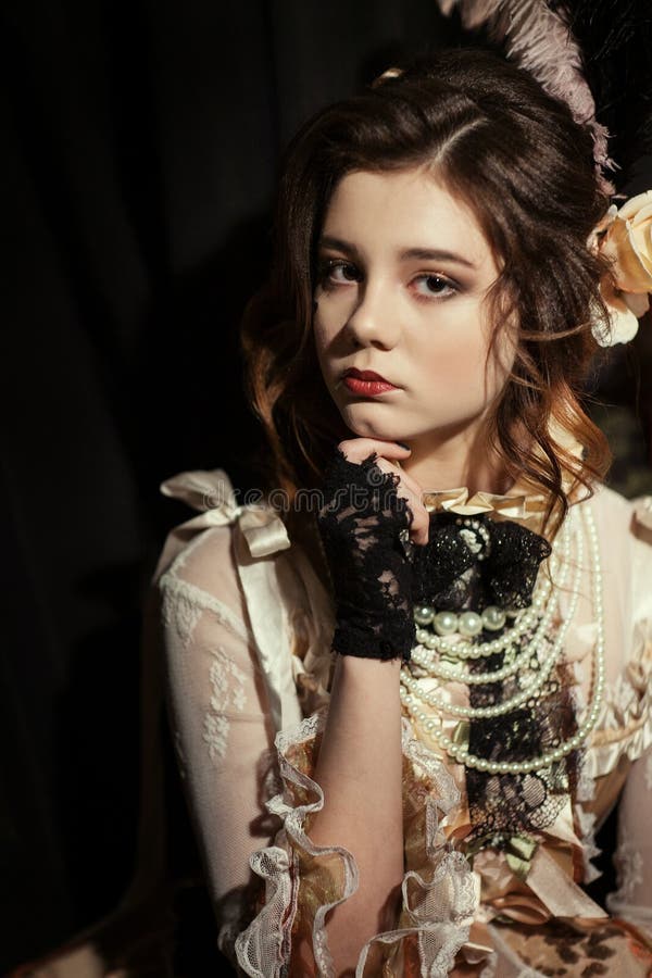 Girl Dressed in the Style of Rococo Stock Photo - Image of outdoors ...