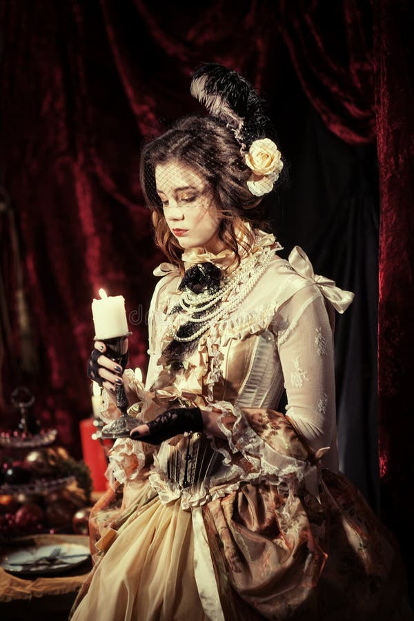 Girl Dressed in the Style of Rococo Stock Photo - Image of person, hand ...