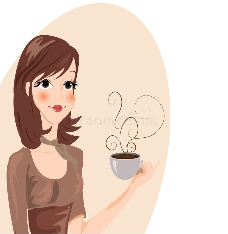 Girl drinking coffee stock vector. Illustration of drinking - 18030948