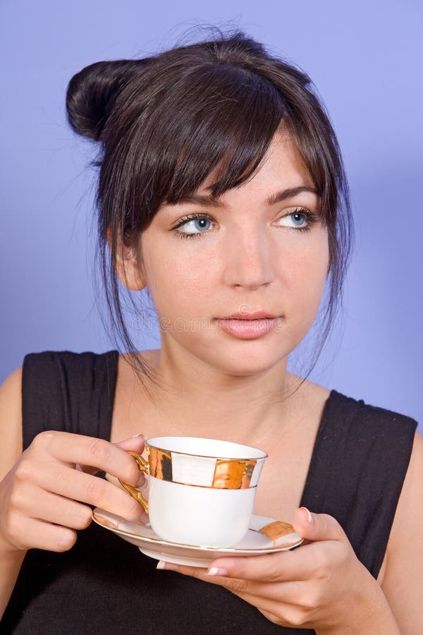Girl drinking coffee stock photo. Image of caffeine, mocha - 20241708