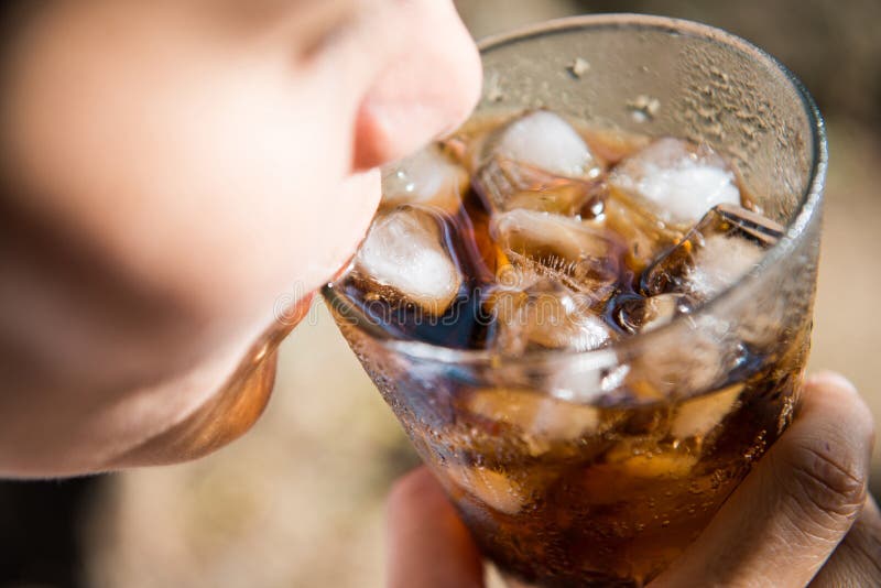 Girl is Drinking Cold Most Popular Sparking Water Stock Photo - Image ...
