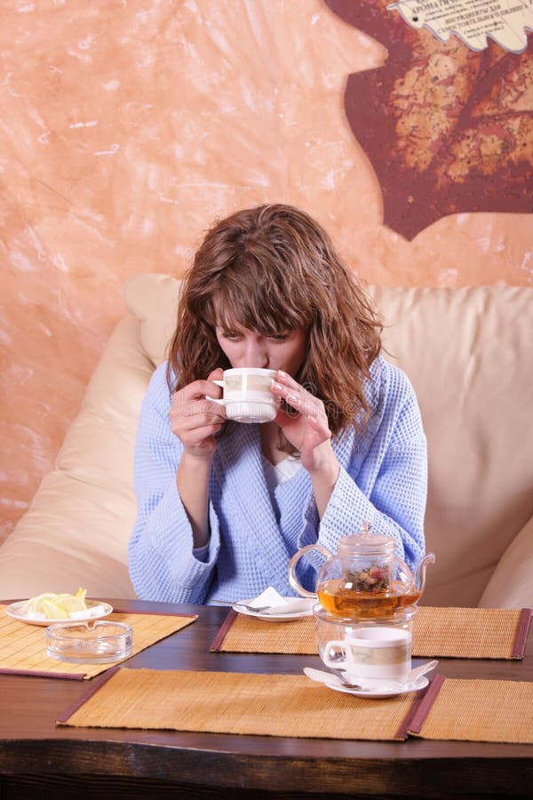 Girl drinking tea stock photo. Image of people, caucasian - 7087628