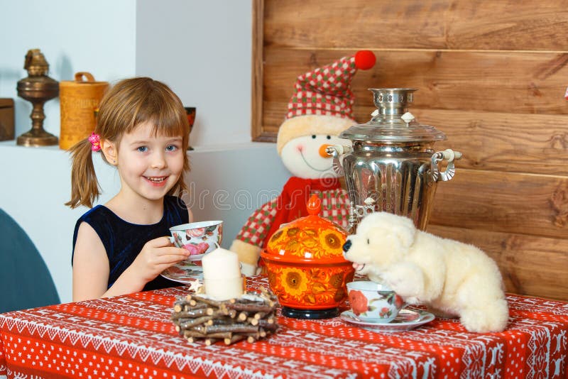The Girl is Drinking Tea and Smiling Stock Photo - Image of beverage ...