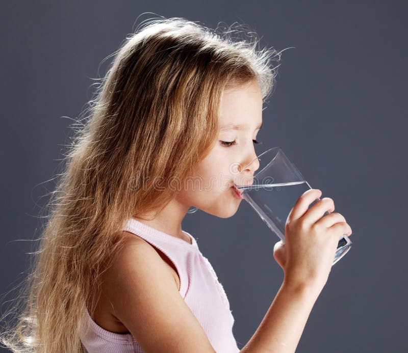 Girl Drinking Water from Glass Stock Photo - Image of drinking, thirsty ...