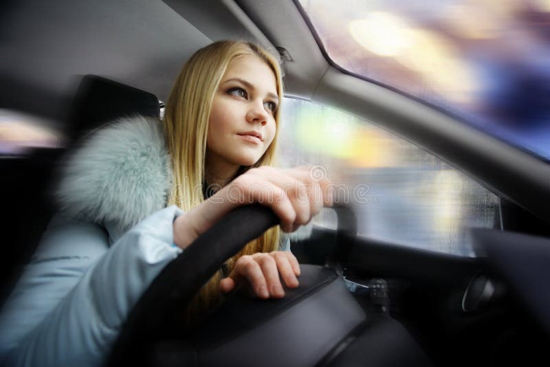 Girl driving a car stock photo. Image of hand, automobile - 64154490