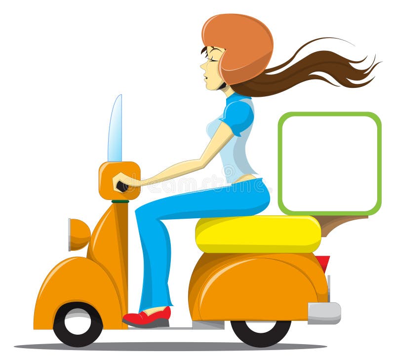 Girl driving a scooter stock vector. Illustration of travel - 15726968