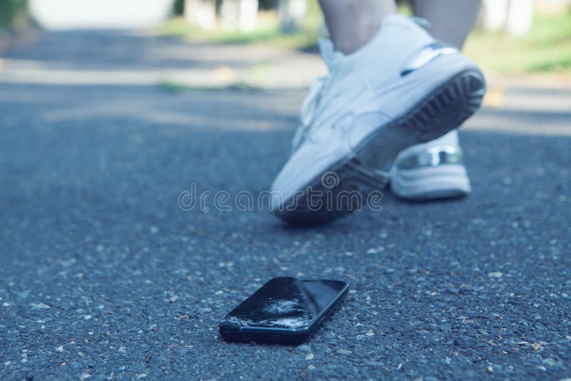 The Girl Dropped the Phone and Left Stock Photo - Image of walking ...