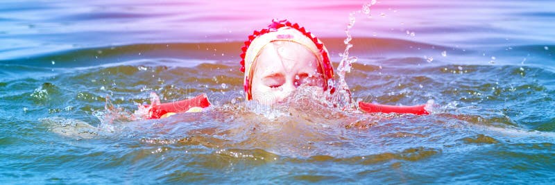 The Girl Drowned and the Water Hit Her Nose when Stock Image - Image of ...