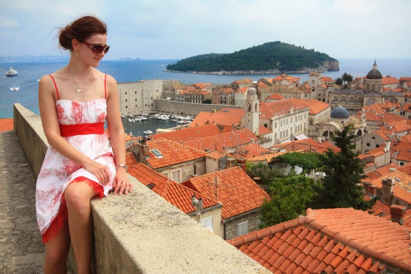 Girl in Dubrovnik stock image. Image of roof, pretty - 19891573