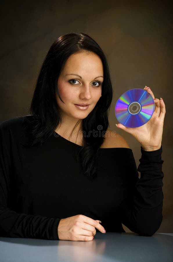 Girl with DVD stock photo. Image of expressing, posing - 6444186