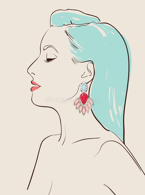Girl with earring stock vector. Illustration of luxury - 27592570