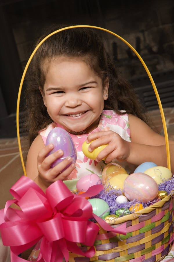 Girl celebrating Easter. stock image. Image of dress, easter - 2432091