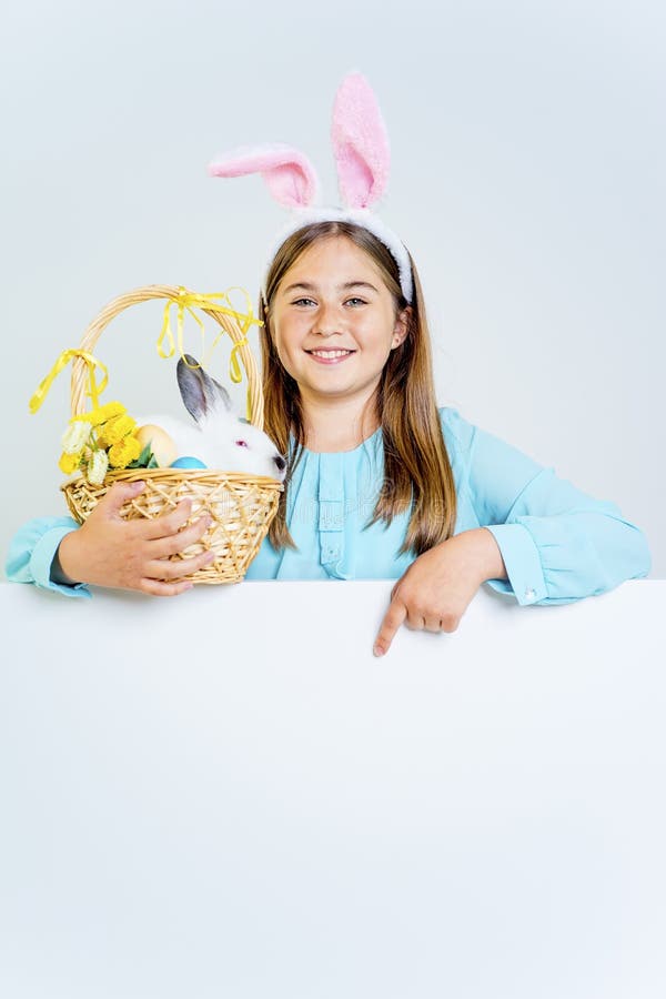 Girl with easter bunny stock image. Image of happy, easter - 103066989