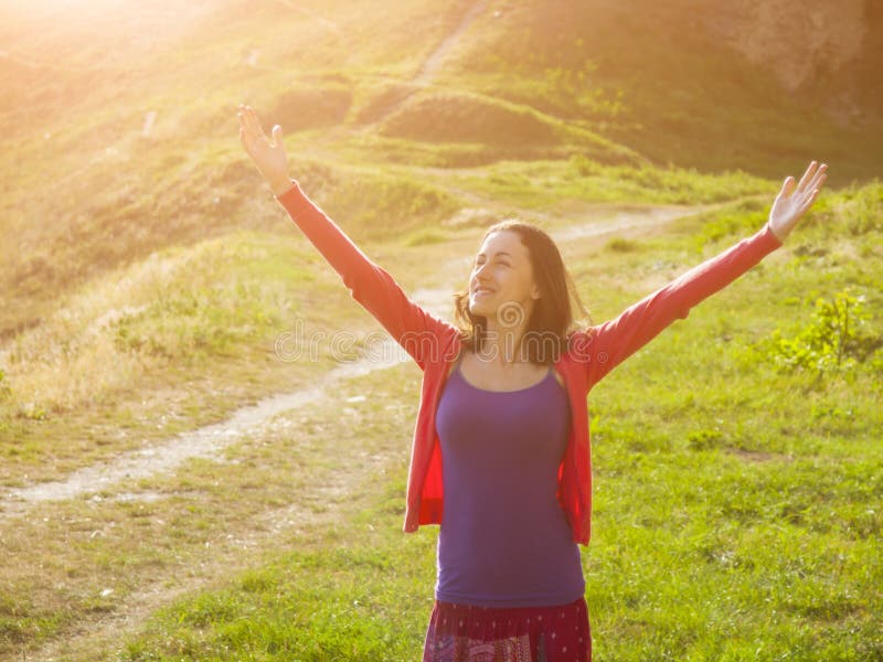 Girl in Eastern Dress, Dancing in Nature. Stock Photo - Image of girl ...